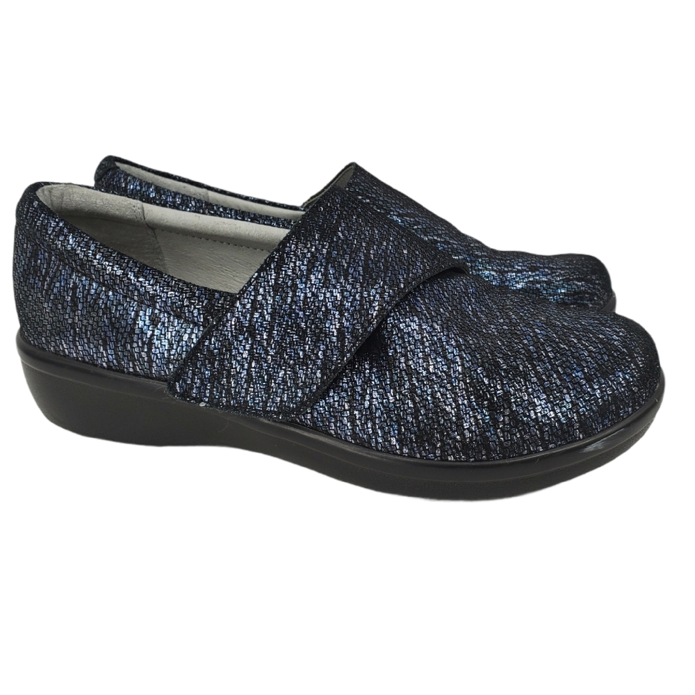 Alegria Lauryn Blue Metallic Leather Comfort Shoes - Gem